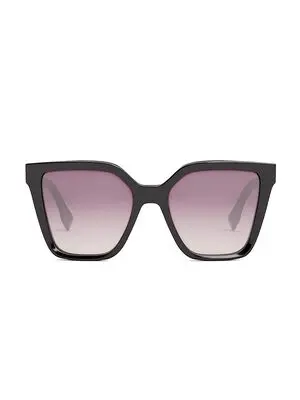 Fendi Lettering 55mm Square Sunglasses Dark Brown