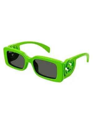 Gucci Chaise Longue 54mm Rectangular Sunglasses Green Dark Grey