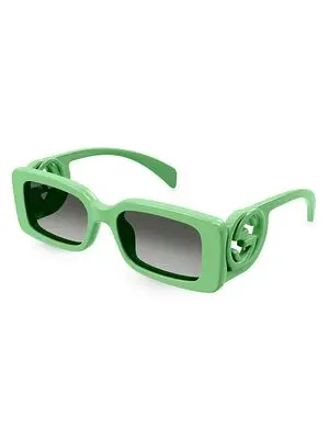 Gucci Chaise Longue 54mm Rectangular Sunglasses Green