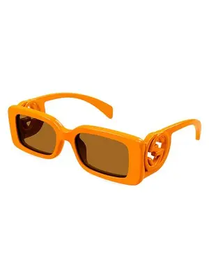 Gucci Chaise Longue 54mm Rectangular Sunglasses Orange Brown