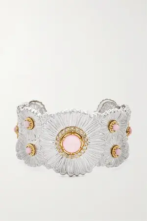 Buccellati Daisy Blossoms Opal And Diamond Cuff - Silver