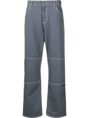 MSGM Logo-print Straight-leg Trousers - Grey
