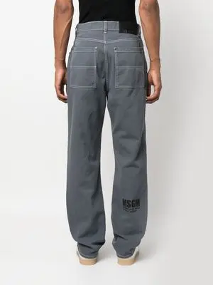 MSGM Logo-print Straight-leg Trousers