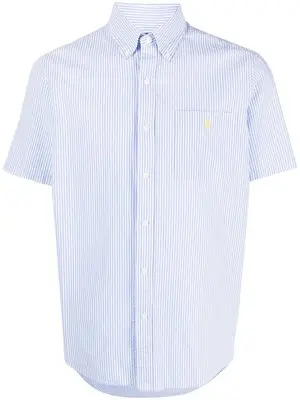 Polo Ralph Lauren Embroidered-logo Candy Stripe Shirt - Blue