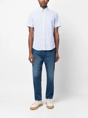 Polo Ralph Lauren Embroidered-logo Candy Stripe Shirt - Blue
