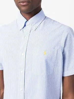 Polo Ralph Lauren Embroidered-logo Candy Stripe Shirt - Blue