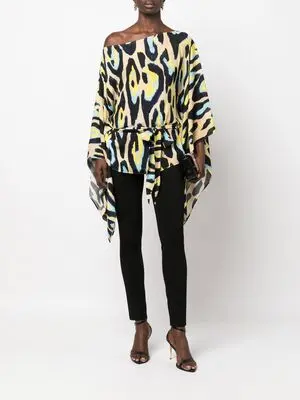 Roberto Cavalli Animal-print Draped Blouse