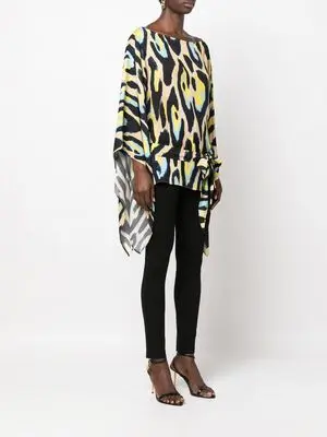 Roberto Cavalli Animal-print Draped Blouse