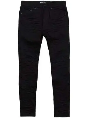 PURPLE BRAND Crinkled Slim-cut Jeans - Black