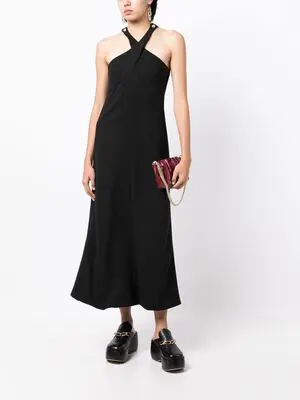 Rosetta Getty Cross-neck Sleeveless Midi Dress