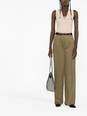 Brunello Cucinelli Ribbed Tank Top With Monili Chain Detail - Neutrals