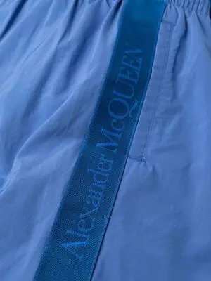 Alexander McQueen Selvedge Logo-jacquard Swim Shorts - Blue