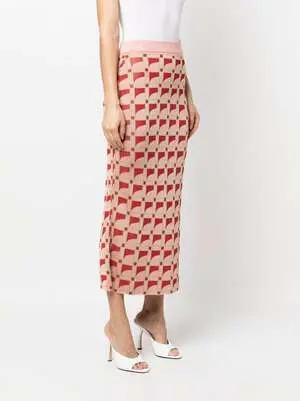 PAULA Long Jacquard Pencil Skirt - Pink
