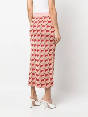 PAULA Long Jacquard Pencil Skirt - Pink