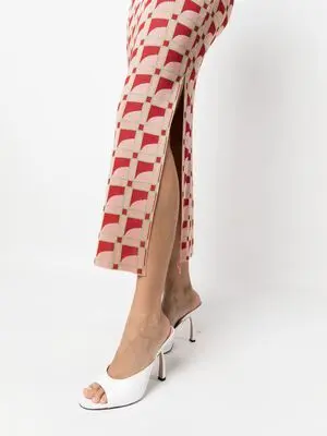 PAULA Long Jacquard Pencil Skirt - Pink