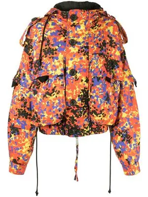 Dsquared2 Abstract-print Hooded Jacket - Orange