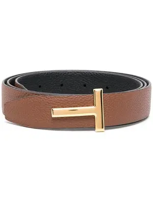 TOM FORD Grainy Leather Belt - Brown