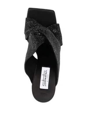 SEBASTIAN MILANO 100mm Crystal-embellished Sandals - Black