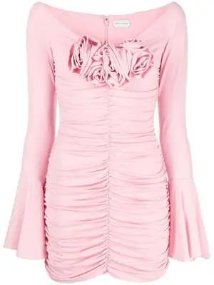 Magda Butrym Rose Appliquéd Ruched Minidress