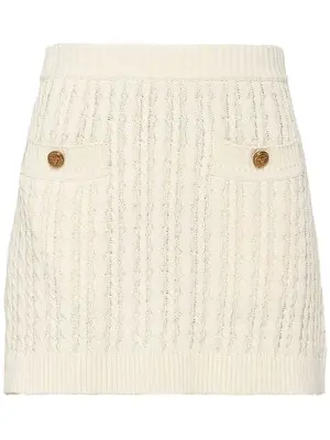 Prada Cable-knit Cotton Miniskirt