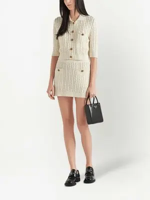 Prada Cable-knit Cotton Miniskirt