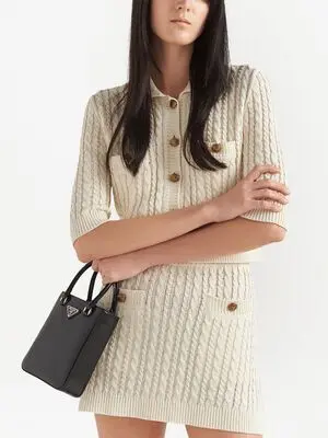 Prada Cable-knit Cotton Miniskirt