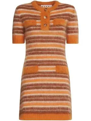 Marni Striped Mohair-blend Minidress