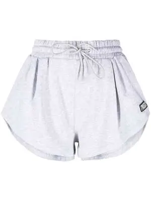 MSGM Logo Patch Drawstring Cotton Shorts - Grey