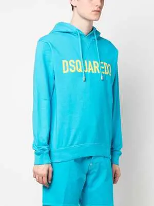 Dsquared2 Logo-print Cotton Hoodie - Blue