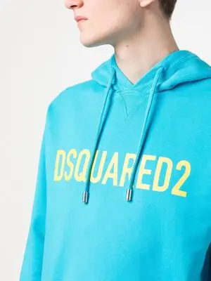 Dsquared2 Logo-print Cotton Hoodie - Blue