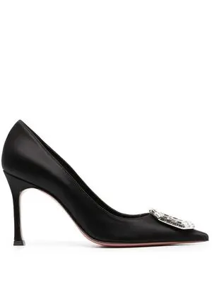 Amina Muaddi 90mm Camelia Crystal Pumps - Black