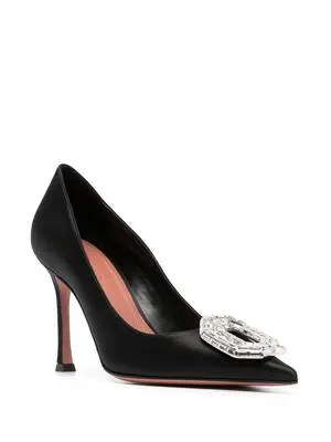 Amina Muaddi 90mm Camelia Crystal Pumps - Black