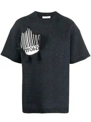 JW Anderson Barcode-motif Crew-neck T-shirt - Grey