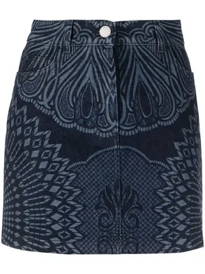 ALBERTA FERRETTI Alberta Ferretti Patterned Jacquard Denim Skirt