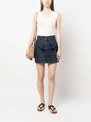 Alberta Ferretti Patterned Jacquard Denim Skirt