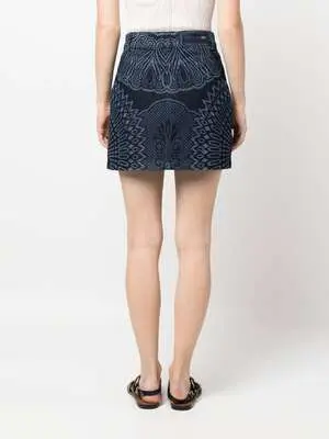 Alberta Ferretti Patterned Jacquard Denim Skirt
