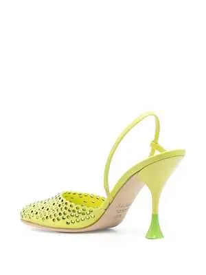 3JUIN Rhinestone Embellished Heels - Green
