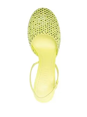 3JUIN Rhinestone Embellished Heels - Green