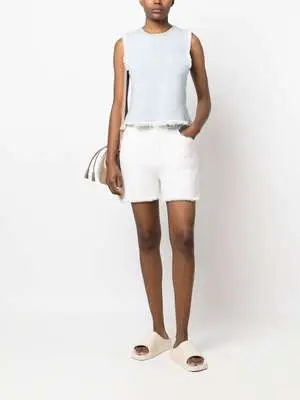 BARRIE Fringe-detail Shorts - White