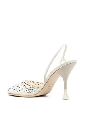 3JUIN 110mm Rhinestone Leather Pumps - Neutrals