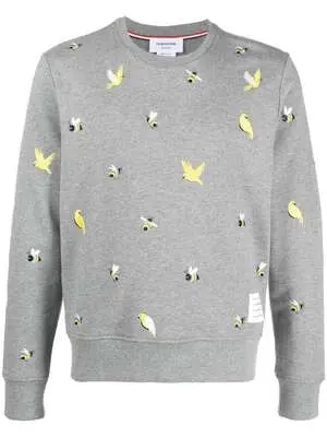 Thom Browne Embroidered Cotton Sweatshirt - Grey