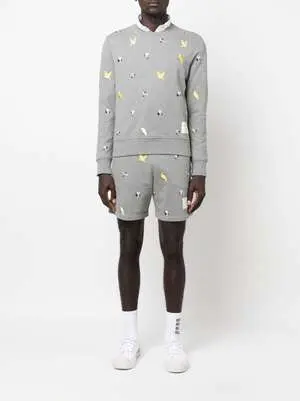 Thom Browne Embroidered Cotton Sweatshirt - Grey