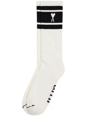 Ami Striped Intarsia-knit Logo Socks