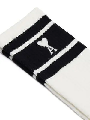 Ami Striped Intarsia-knit Logo Socks