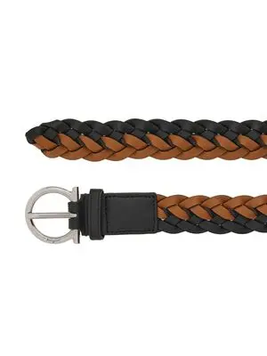 FERRAGAMO Gancini Braided Leather Belt