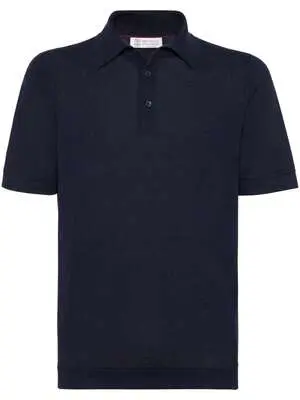 Brunello Cucinelli Linen-blend Polo Shirt - Blue