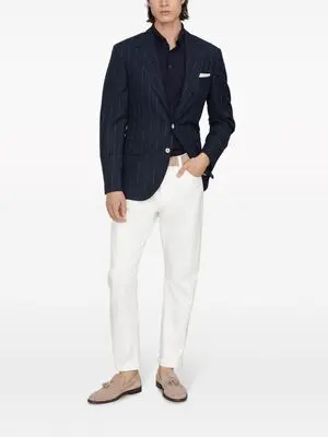 Brunello Cucinelli Linen-blend Polo Shirt - Blue
