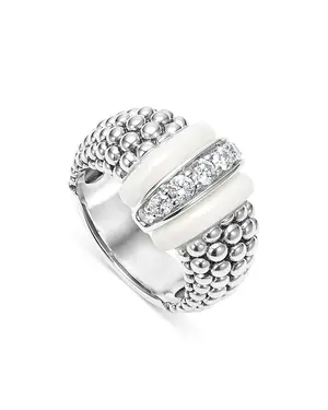 Lagos Ceramic And Sterling Silver Diamond Ring - White/silver