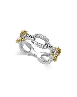 Lagos 18k Yellow Gold & Sterling Silver Diamond Ring - Yellow/silver