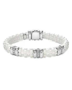 Lagos Sterling Silver And White Caviar Diamond Bracelet - White/silver